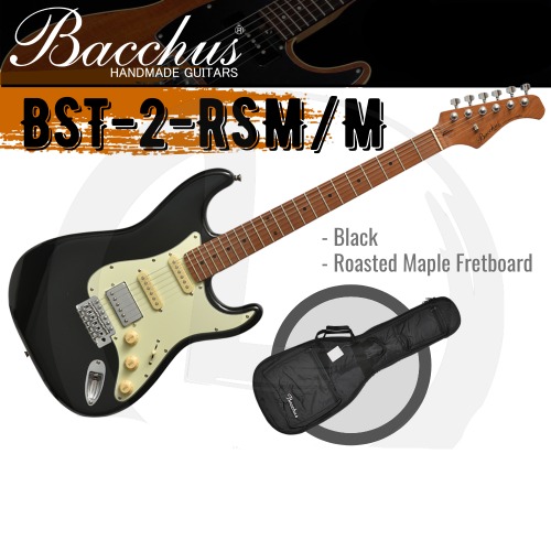 Bacchus BST-2-RSM/M-BLK Electric Guitar, Roasted Maple Fretboard ...
