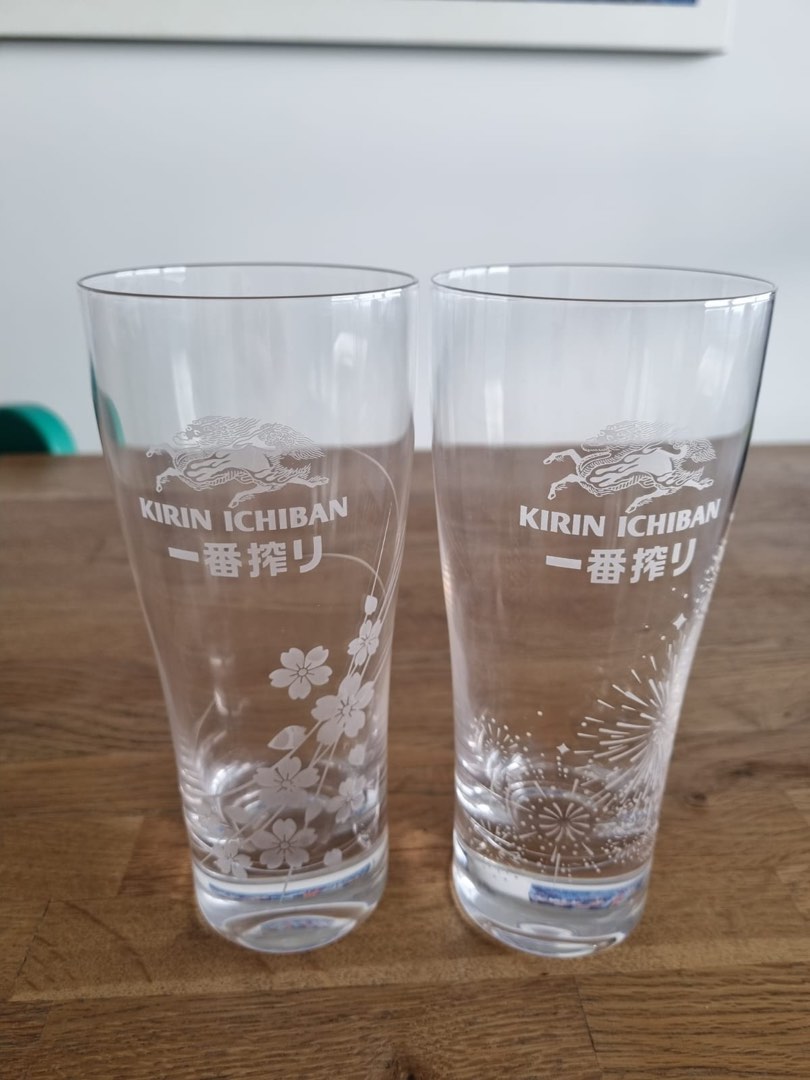 Brand New Kirin Ichiban beer glass x2, Furniture & Home Living ...