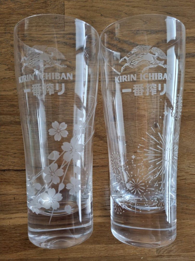Brand New Kirin Ichiban beer glass x2, Furniture & Home Living ...
