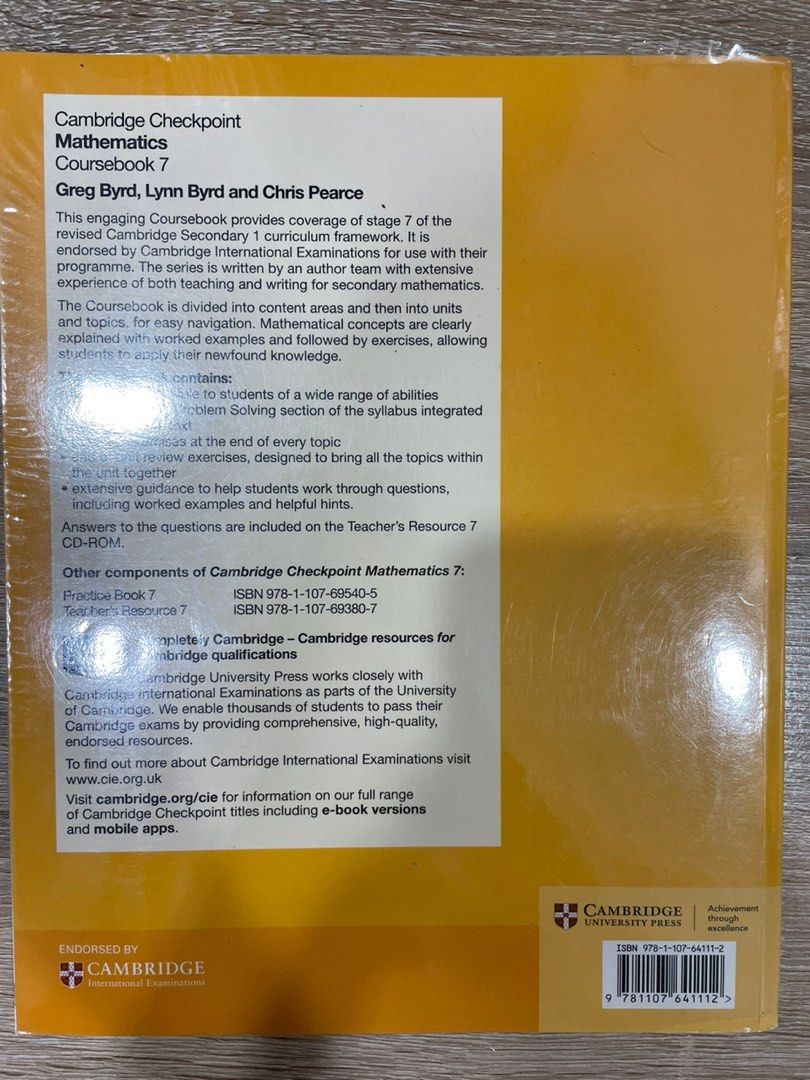 Cambridge Checkpoint Mathematics Coursebook 7, Hobbies & Toys, Books ...