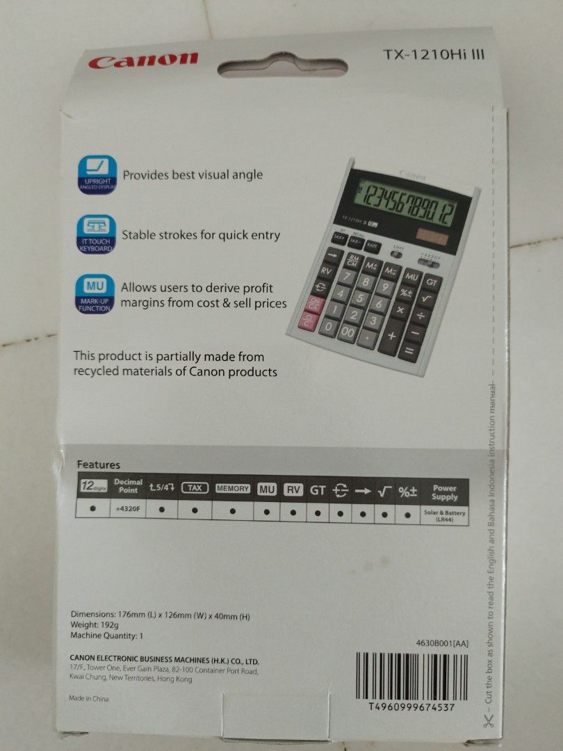 canon calculator, Mobile Phones & Gadgets, Other Gadgets on Carousell