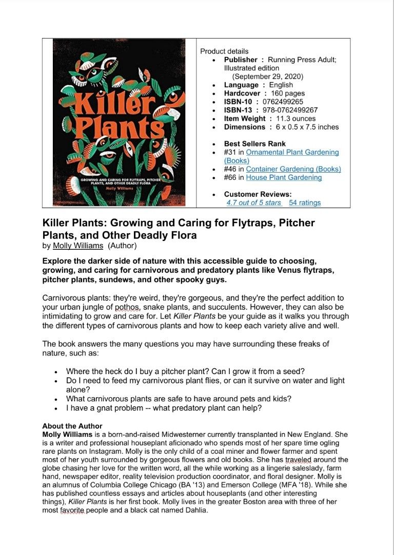 Carnivorous Plants Book, Hobbies & Toys, Books & Magazines, Fiction ...