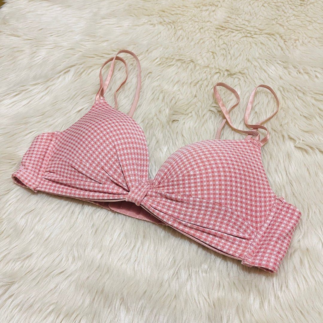 Cute Pink Checkered Bra, Women's Fashion, Undergarments & Loungewear on ...