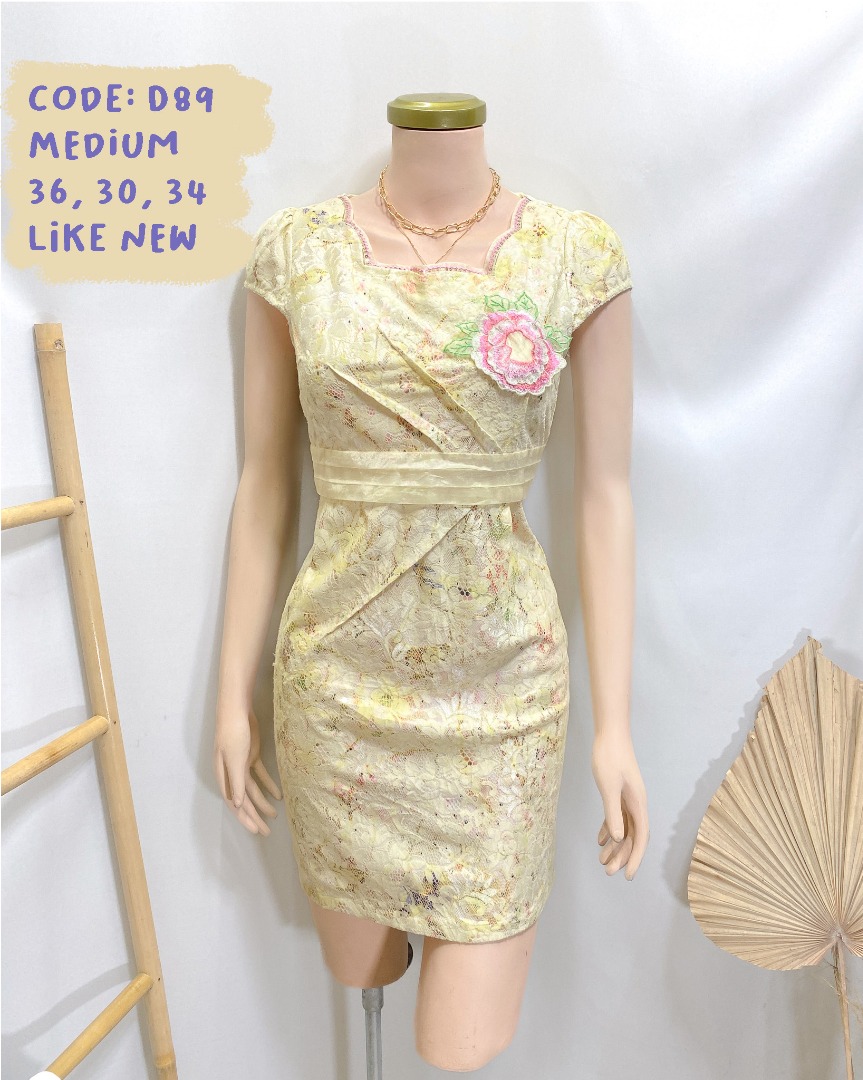 D89 - cream cheongsam lace dress, Women's Fashion, Dresses & Sets ...