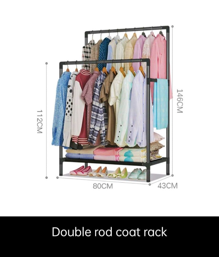 Double rod Clothes Rack, Furniture & Home Living, Furniture, Shelves ...