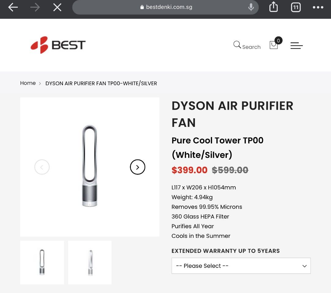 Dyson Air Purifier Fan Pure Cool TP00, TV & Home Appliances, Air Purifiers & Dehumidifiers on ...