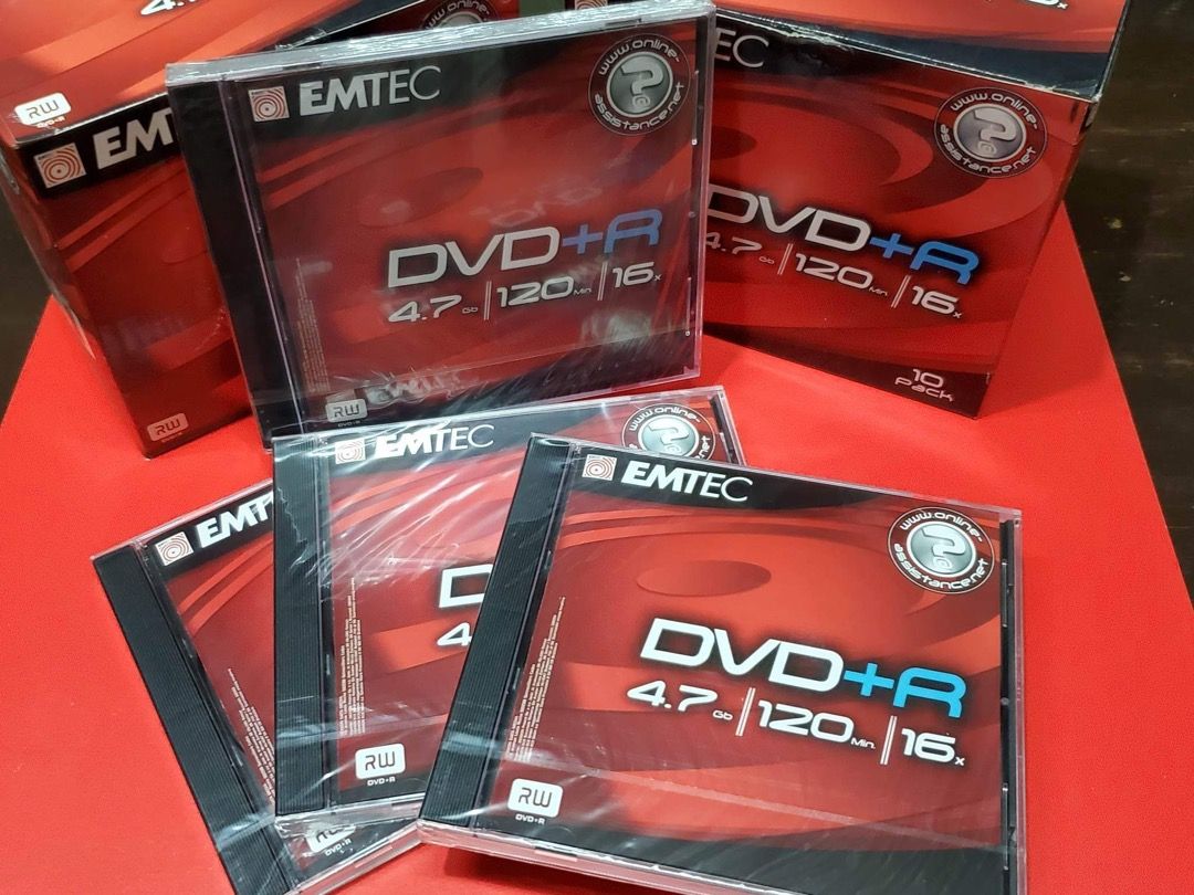 10pcs EMTEC DVD+R 16x 4.7GB/120min Blank Recordable Disk with Slim Case ...