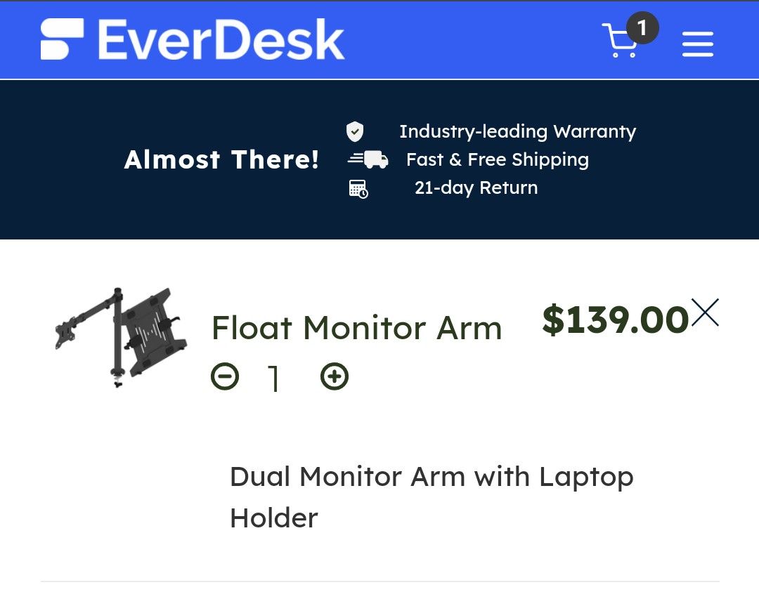 Everdesk Dual Monitor Arm with Laptop Tray, Computers & Tech, Parts ...