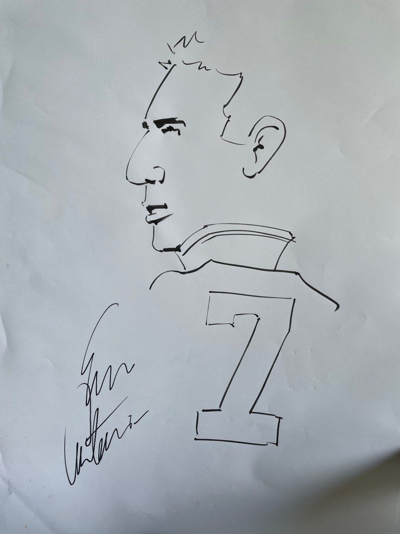 Eric Cantona - original autograph and line drawing, Hobbies & Toys ...