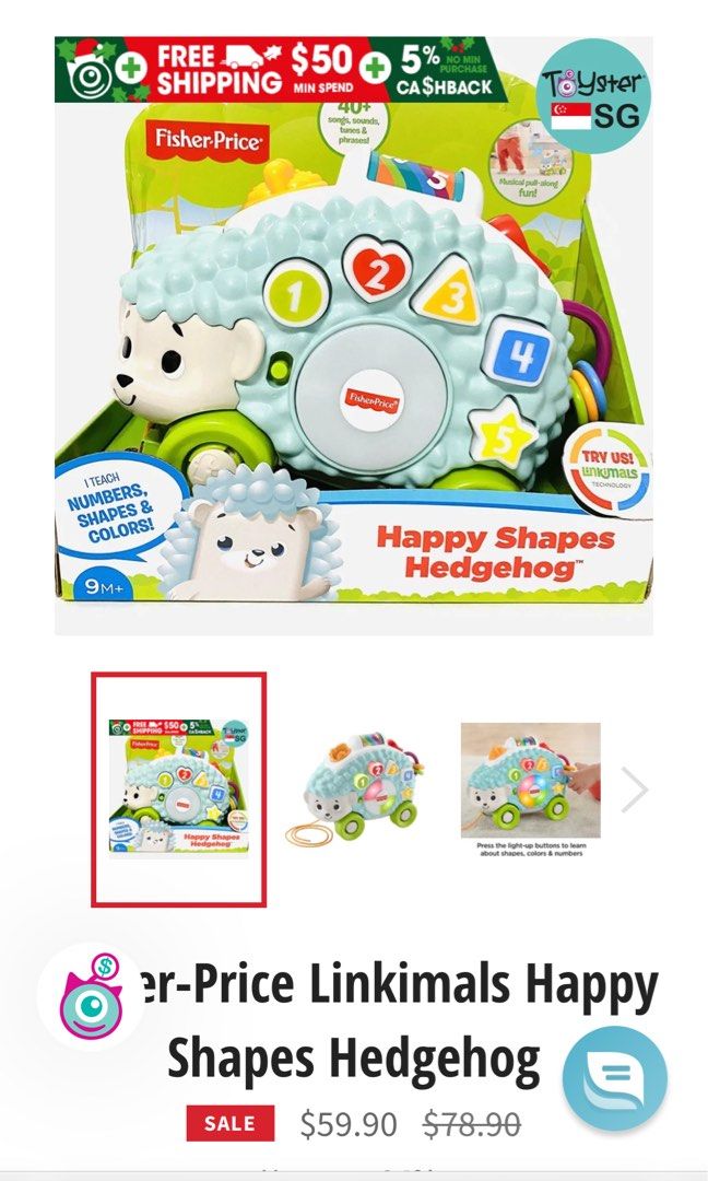 Fisher Price Happy Shapes Hedgehog, Hobbies & Toys, Toys & Games on Carousell