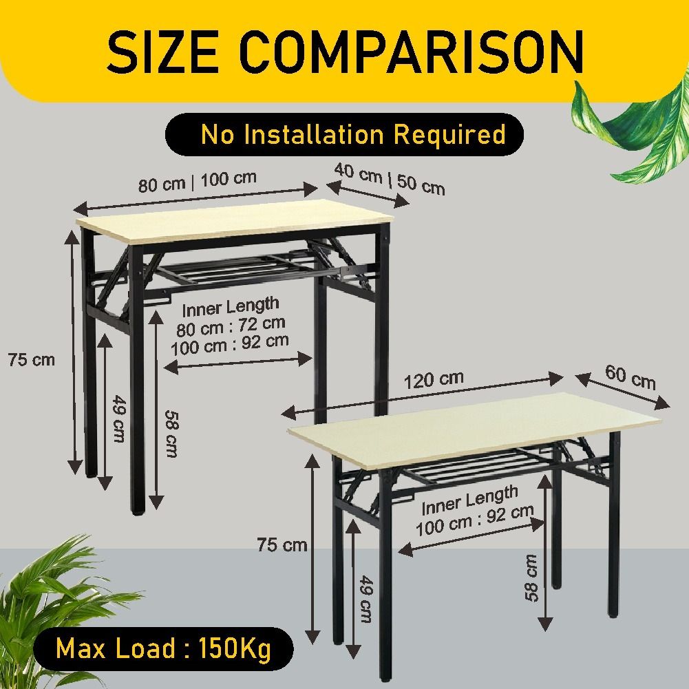 Foldable Table Computer Table Study Tables long desk dining table training table, Furniture ...