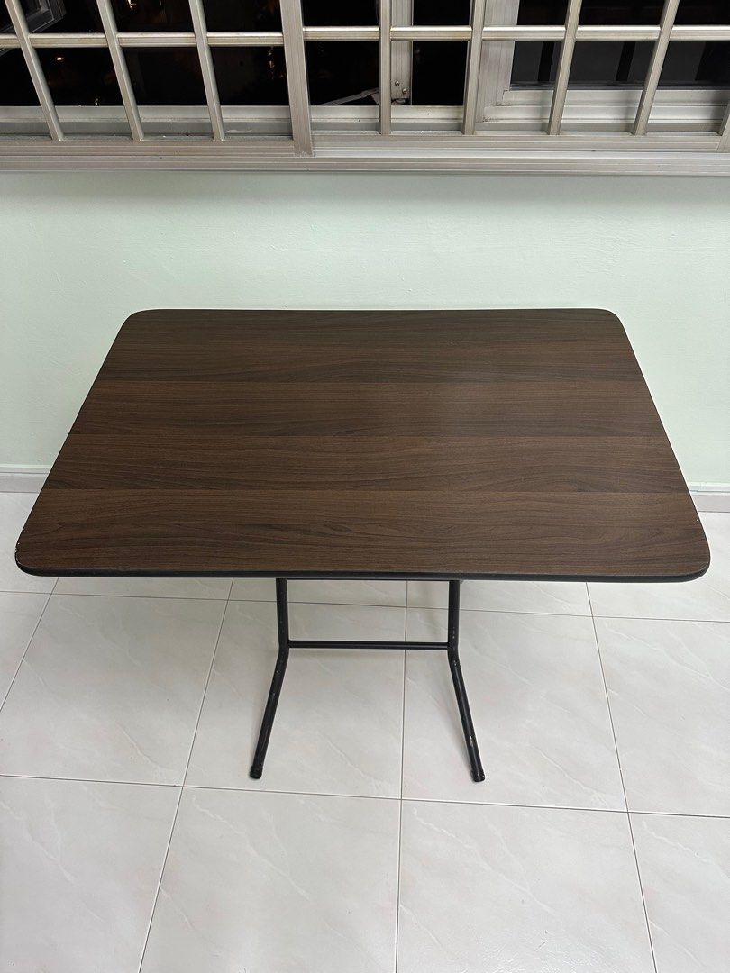 Foldable Table (Dark Brown Wood), Furniture & Home Living, Furniture ...