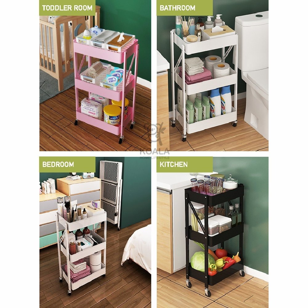 Foldable Trolley Rack/Trolley Shelf/Kitchen Shelf Movable Storage Cart ...