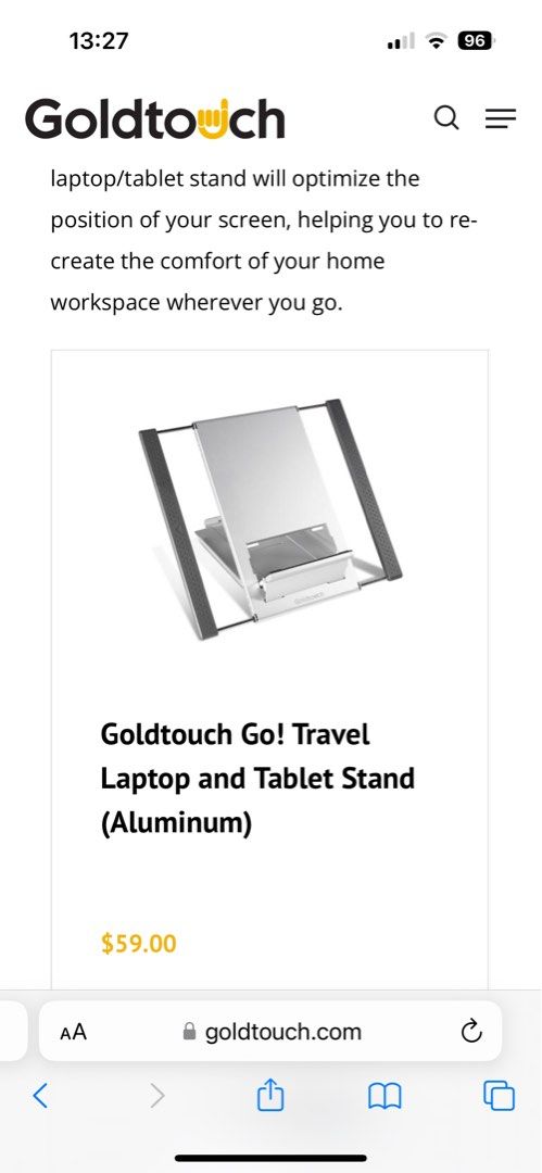Goldtouch Go! Travel Laptop and Tablet Stand Aluminum, Computers & Tech ...