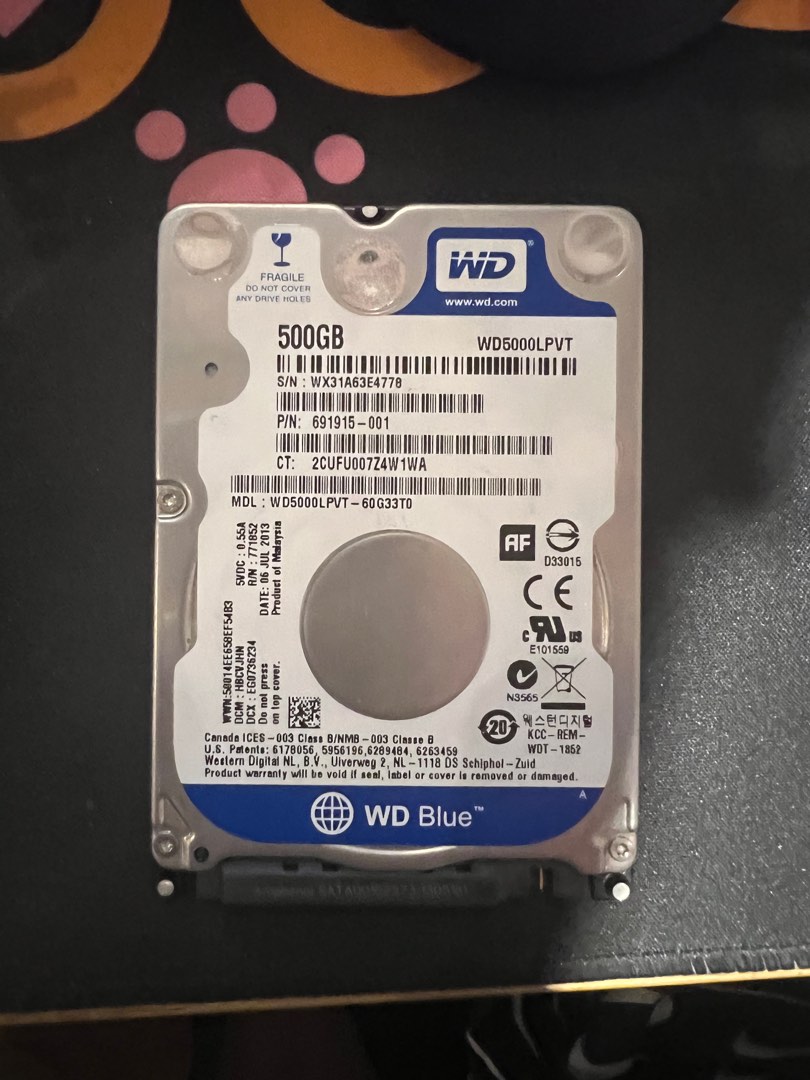 HDD WD Blue 500GB 2.5 inches, Computers & Tech, Parts & Accessories ...