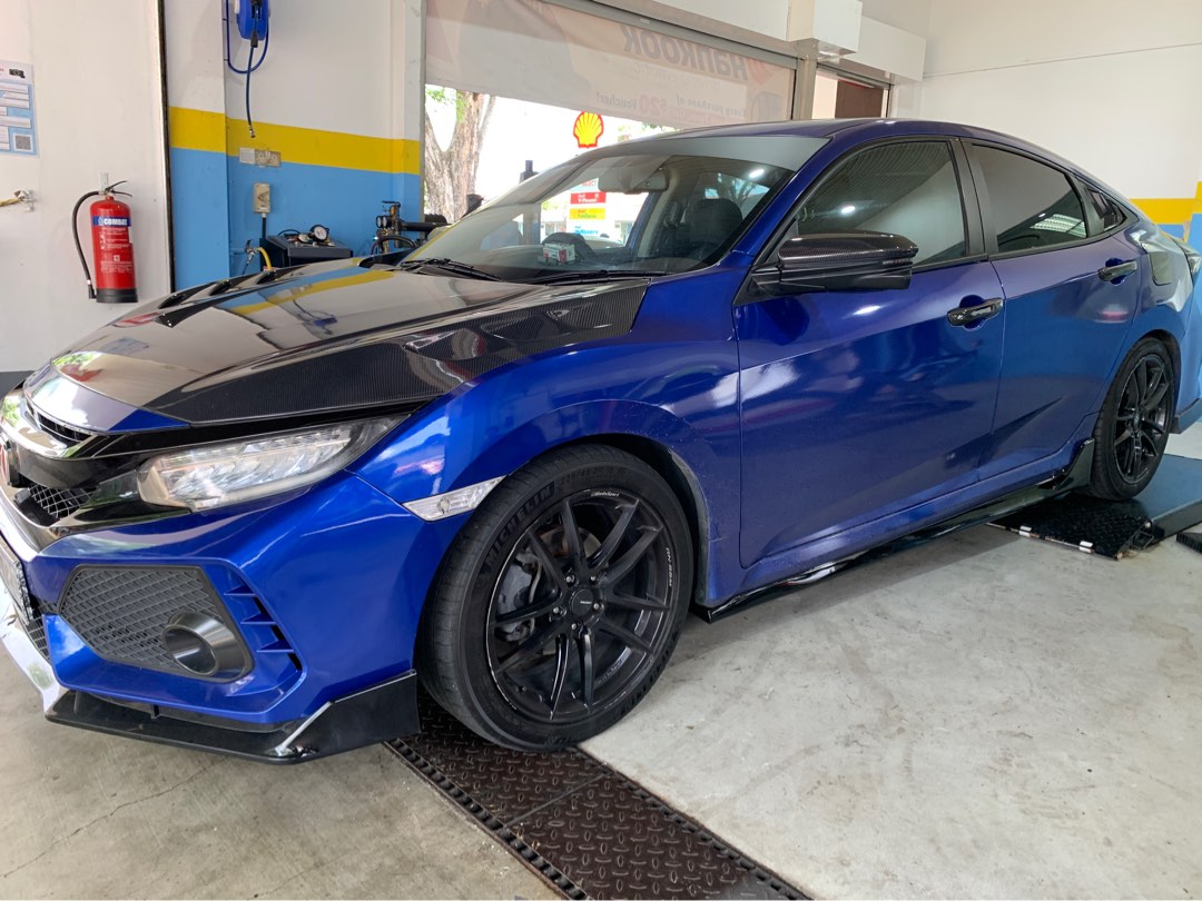 Honda Civic FC type r side skirt in painted glossy black direct fitting ...