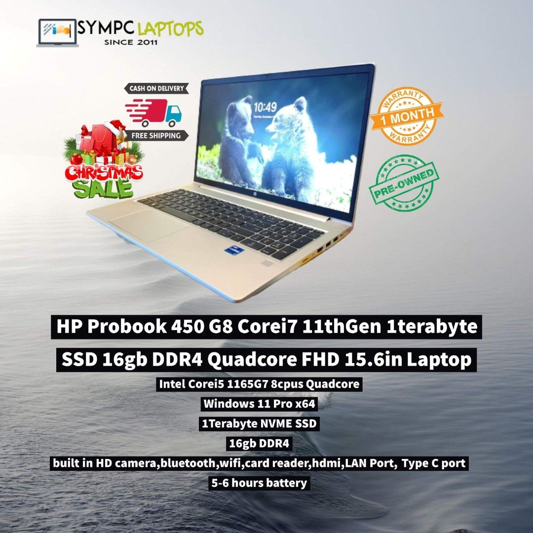 Hp probook 450 G8 Corei7 11thGen 1Tera SSD 16gb DDR4 Quadcore FHD ...