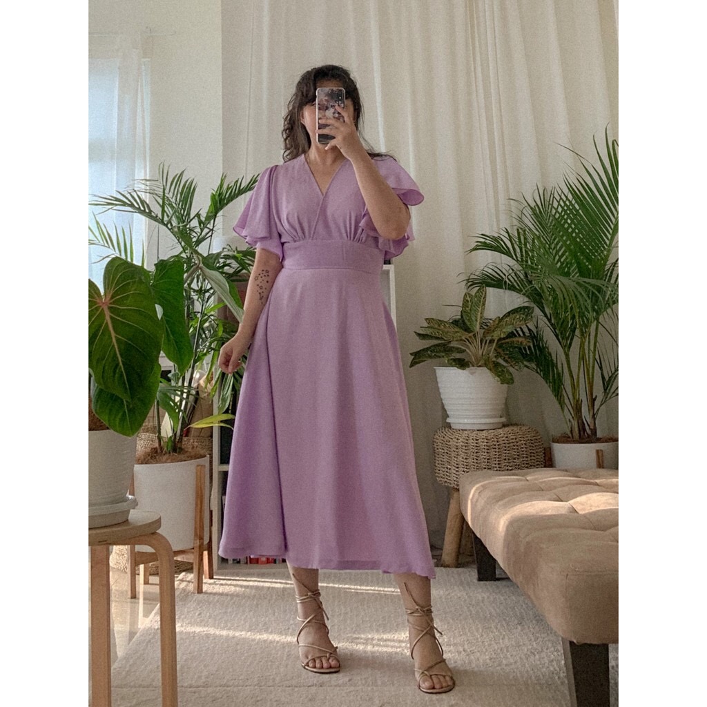 I am Starry Dahlia Dress in Lilac, Fesyen Wanita, Pakaian Wanita, Gaun ...