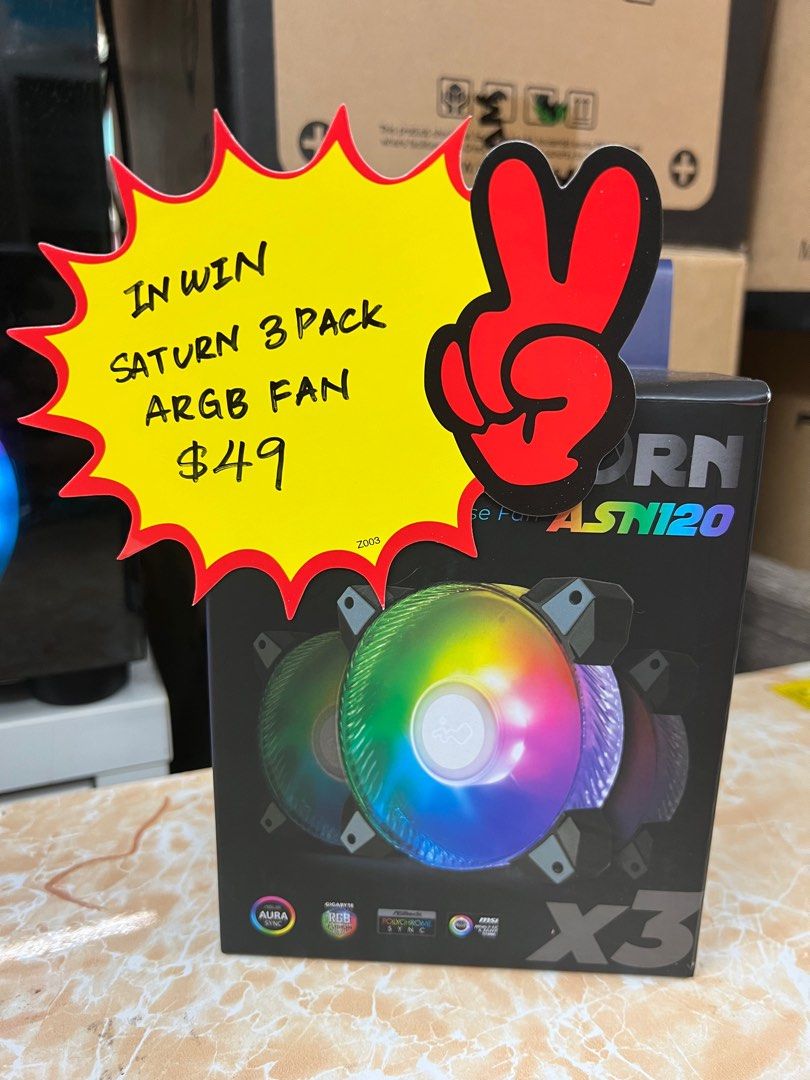 InWin Saturn ARGB fan pack with controller, Computers & Tech, Parts ...