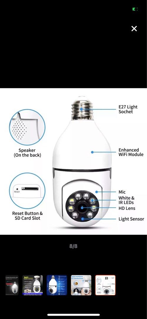 Light bulb cctv camera, TV & Home Appliances, Other Home Appliances on ...