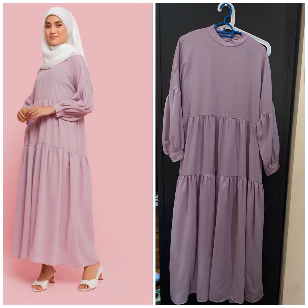 Lilit Woman High Neck Dress In Lilac Womens Fashion Muslimah Fashion