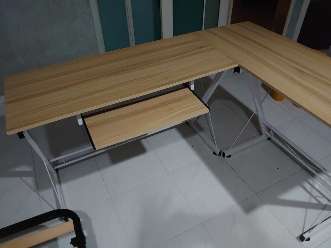 L-shape study table / desk, Furniture & Home Living, Furniture, Tables ...