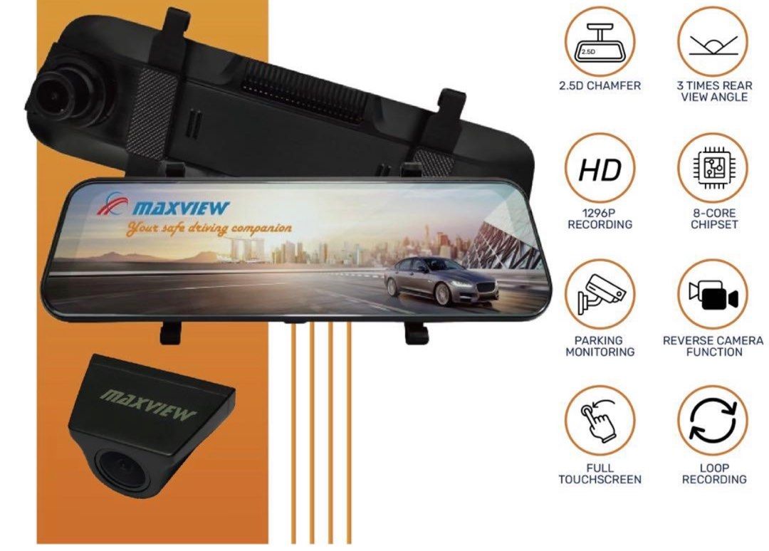 Maxview M2K - Digital Mirror with dashcam and reverse camera function ...