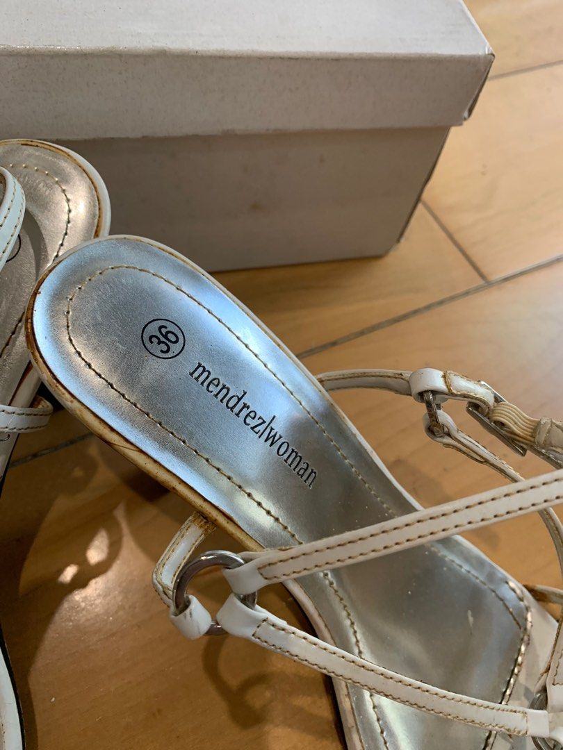 Mendrez White Heels, Women's Fashion, Footwear, Heels on Carousell