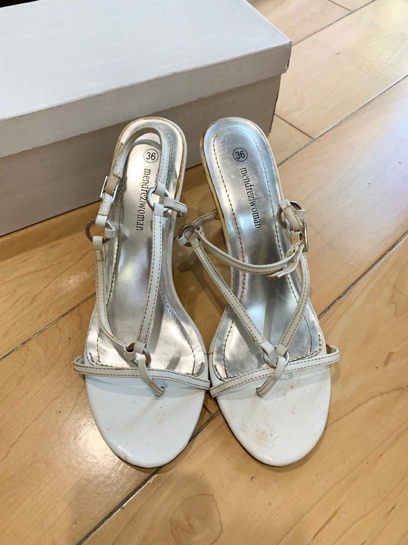 Mendrez White Heels, Women's Fashion, Footwear, Heels on Carousell