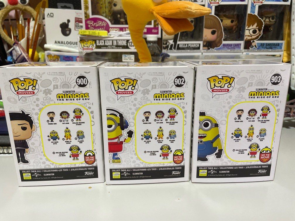 Minions Rise Of Gru Funko Pop Set (Young Gru, Roller Skating Stuart ...