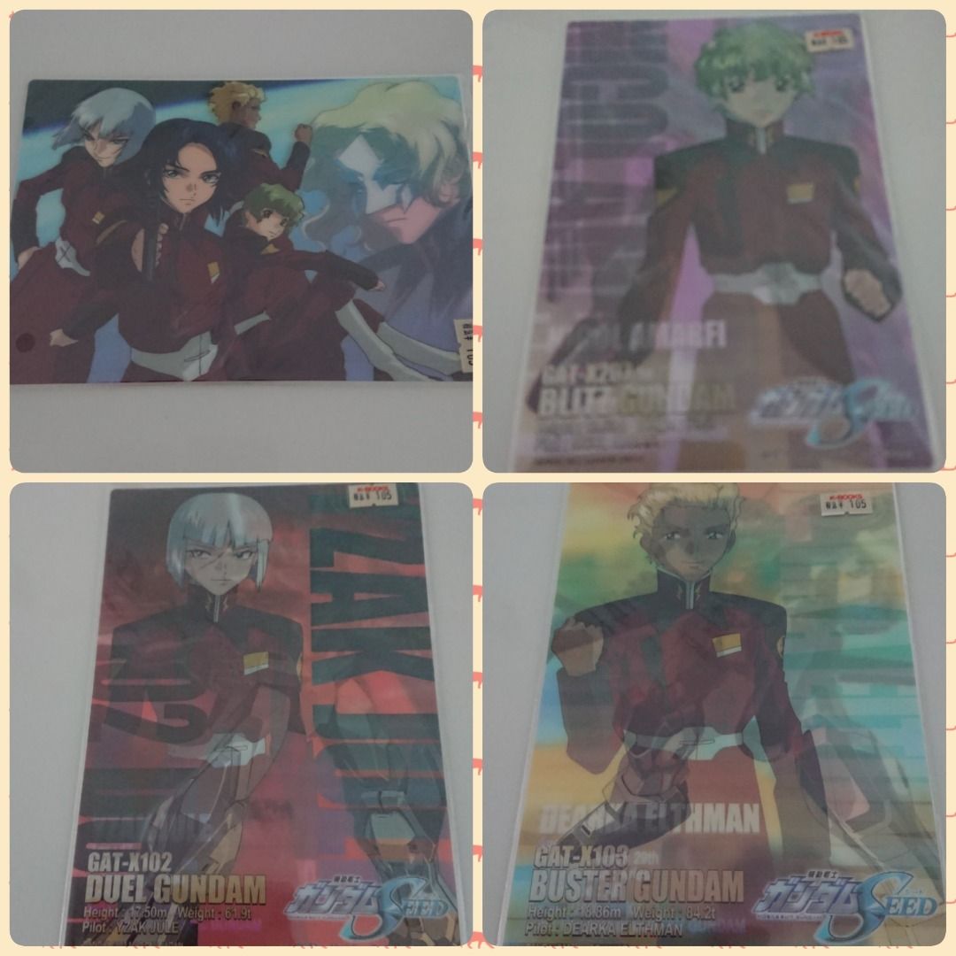 Mobile Suit Gundam SEED Hologram Trading Board Bundle Set of 4 (Athrun Zala, Rau Le Creuset ...