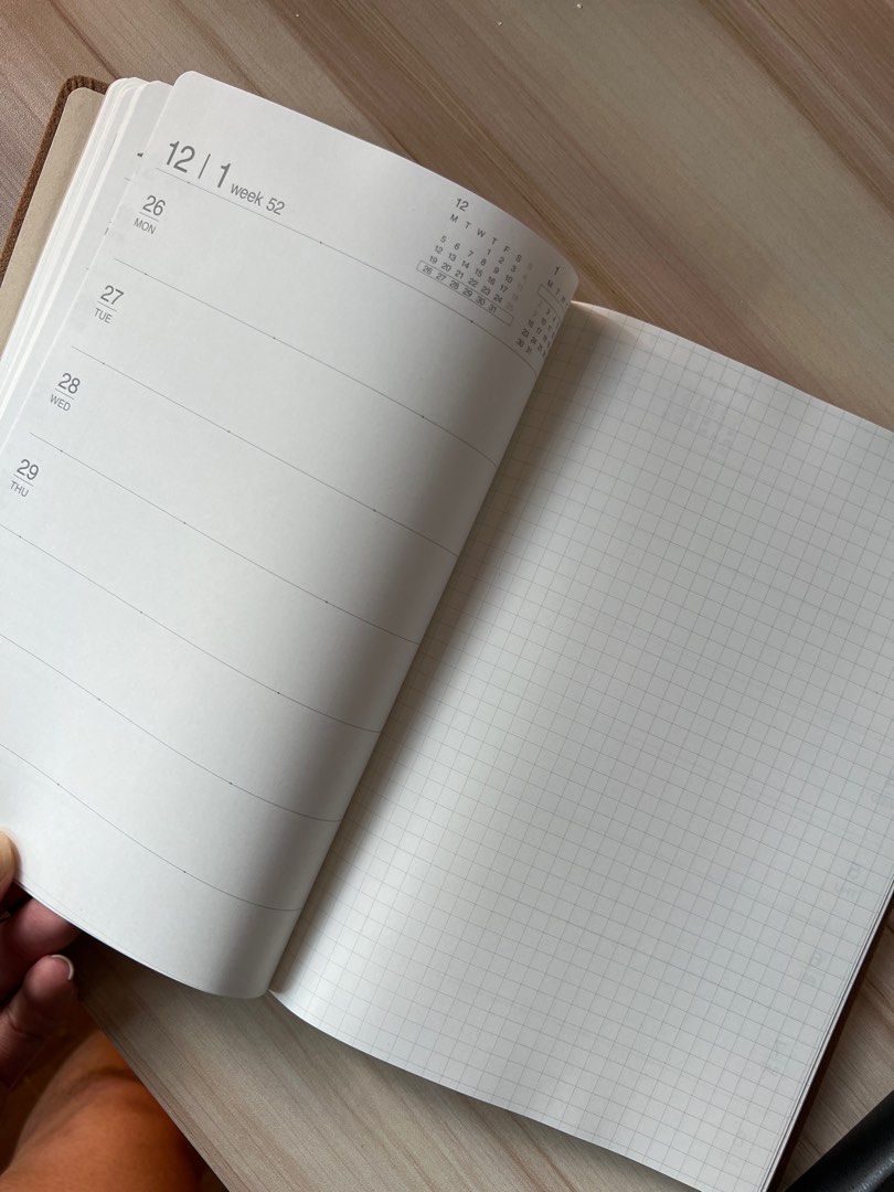 MUJI A5 2023 Planner (Brand New, Brown Leather), Hobbies & Toys, Books ...