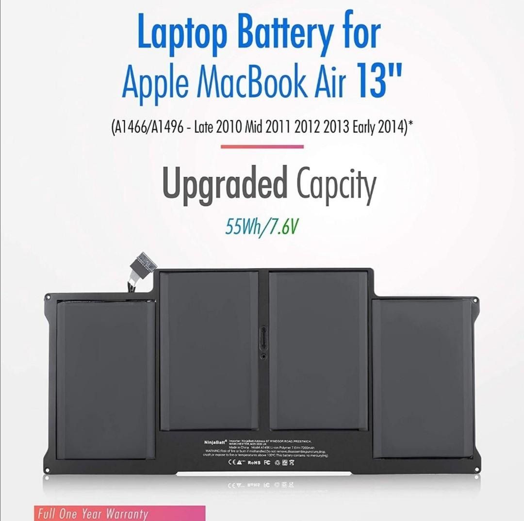 NinjaBatt Battery A1466 A1496 A1369 for Apple MacBook Air 13 Inch [ONLY ...