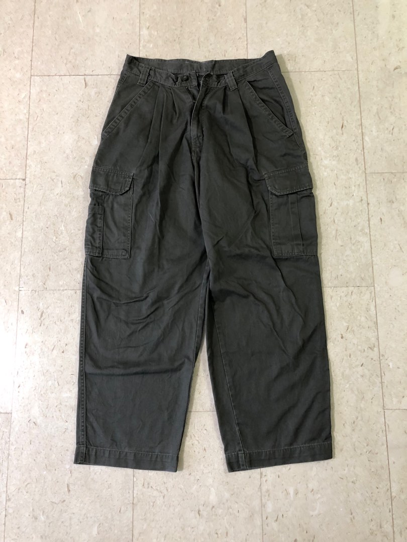 VINTAGE OLIVE / FOREST GREEN WIDE LEGGED BAGGY CARGO PANTS, Men's Fashion, Bottoms, Trousers on ...