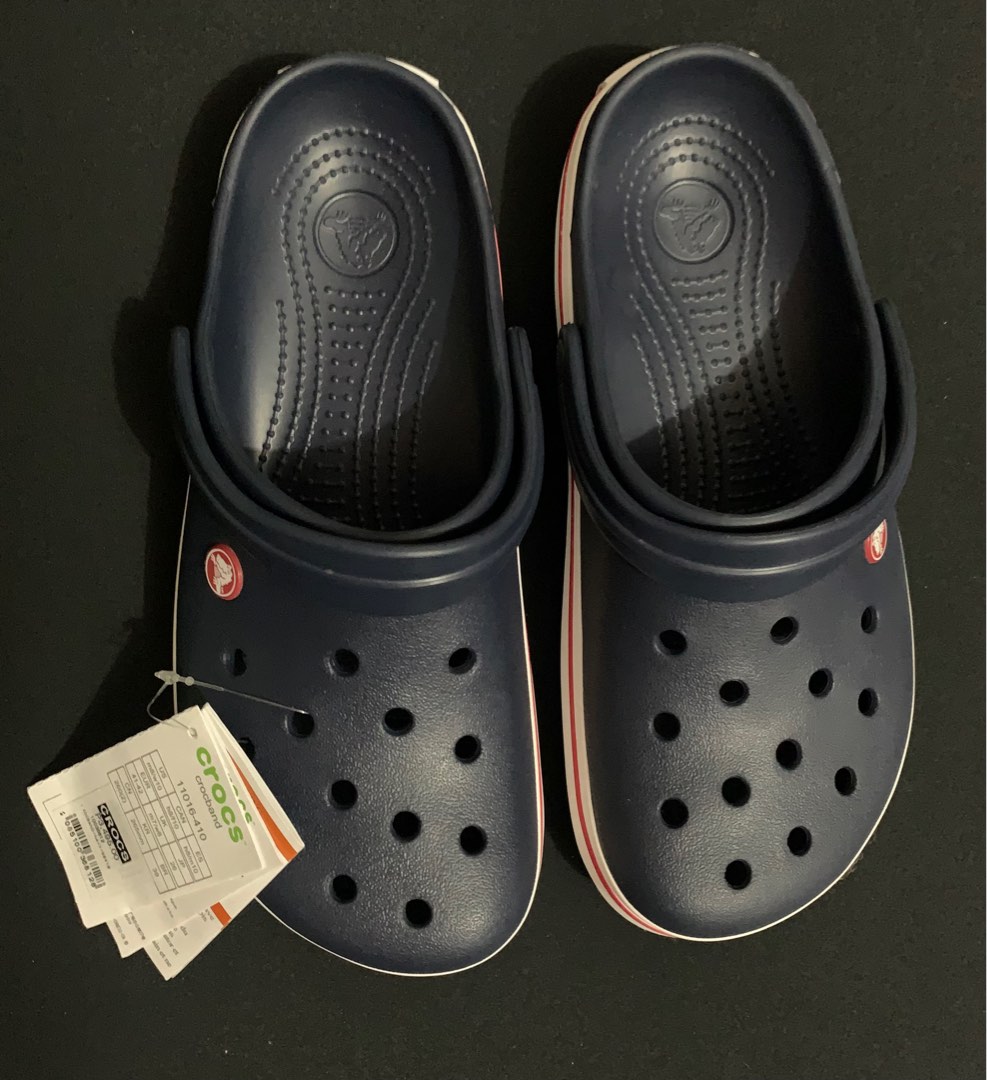 Original Crocs Crocband Navy Size M8, Men's Fashion, Footwear, Slippers ...