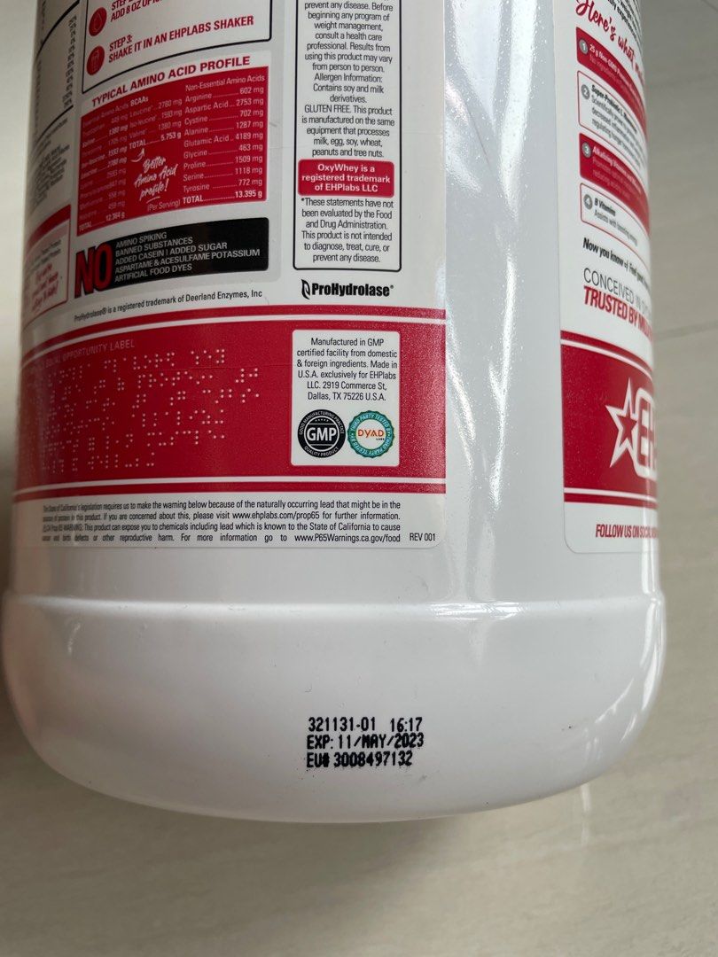Oxywhey From Ehp Labs Health And Nutrition Health Supplements Sports