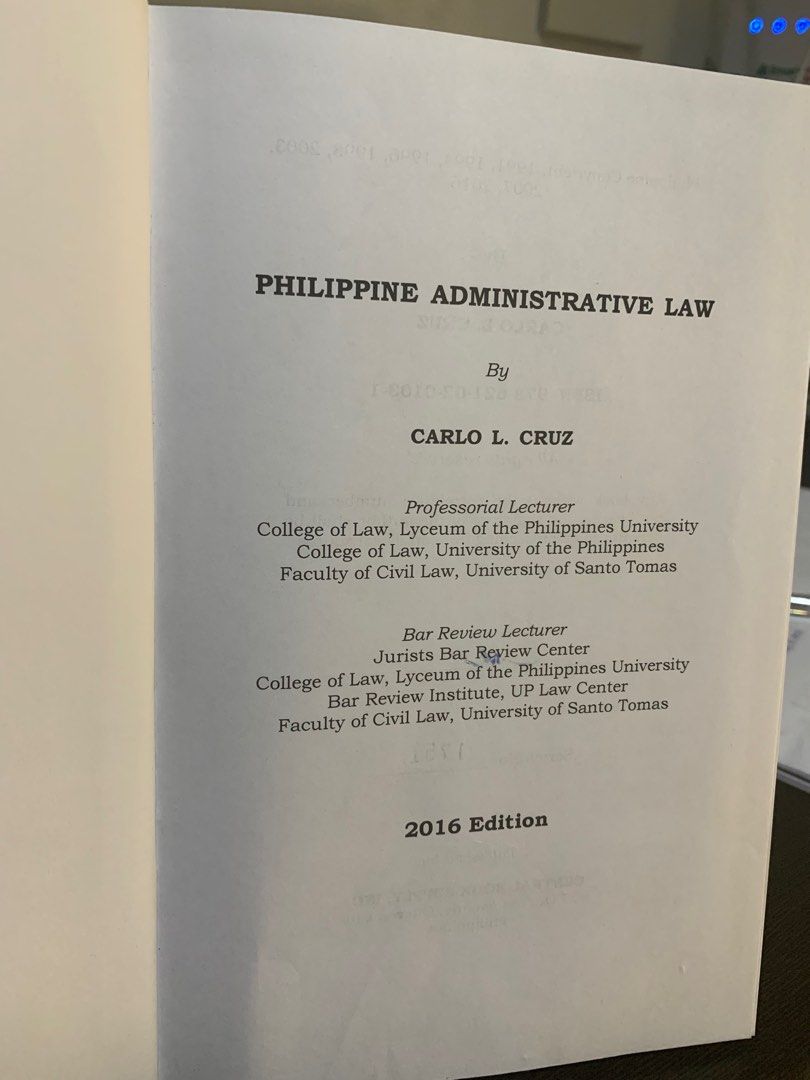 Philippine Administrative Law by Carlo L. Cruz, Hobbies & Toys, Books ...