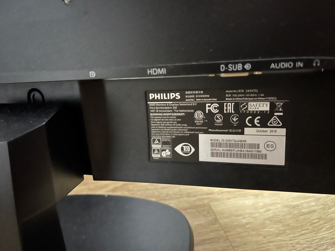 Philips 24” monitor model 243V7Q, Computers & Tech, Parts & Accessories ...