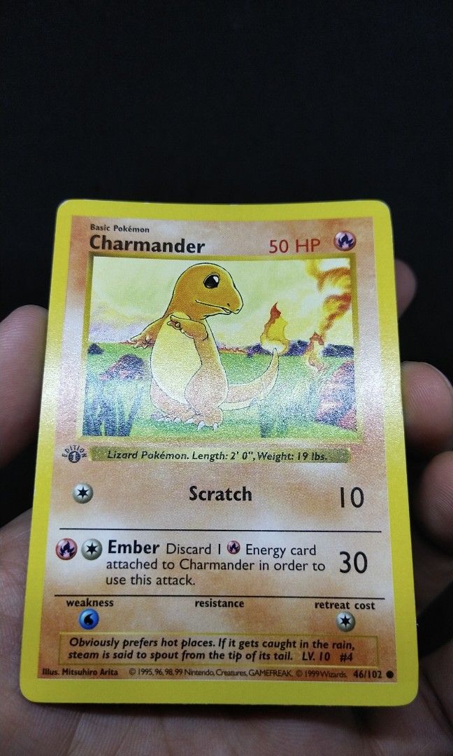 Pokemon Card - CHARMANDER #46 (BASE - 1ST EDITION) YEAR 1999, Hobbies ...