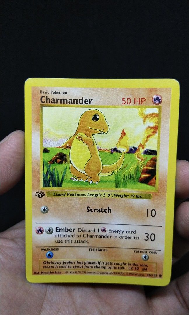 Pokemon Card - CHARMANDER #46 (BASE - 1ST EDITION) YEAR 1999, Hobbies ...