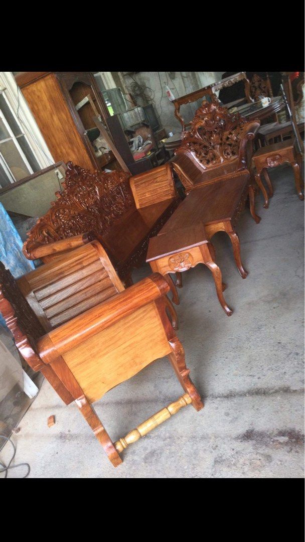 Pure narra sala set, Furniture & Home Living, Furniture, Sofas on Carousell