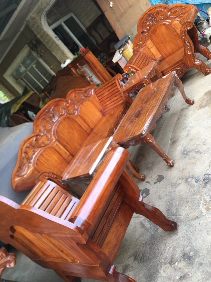 Pure narra sala set, Furniture & Home Living, Furniture, Sofas on Carousell