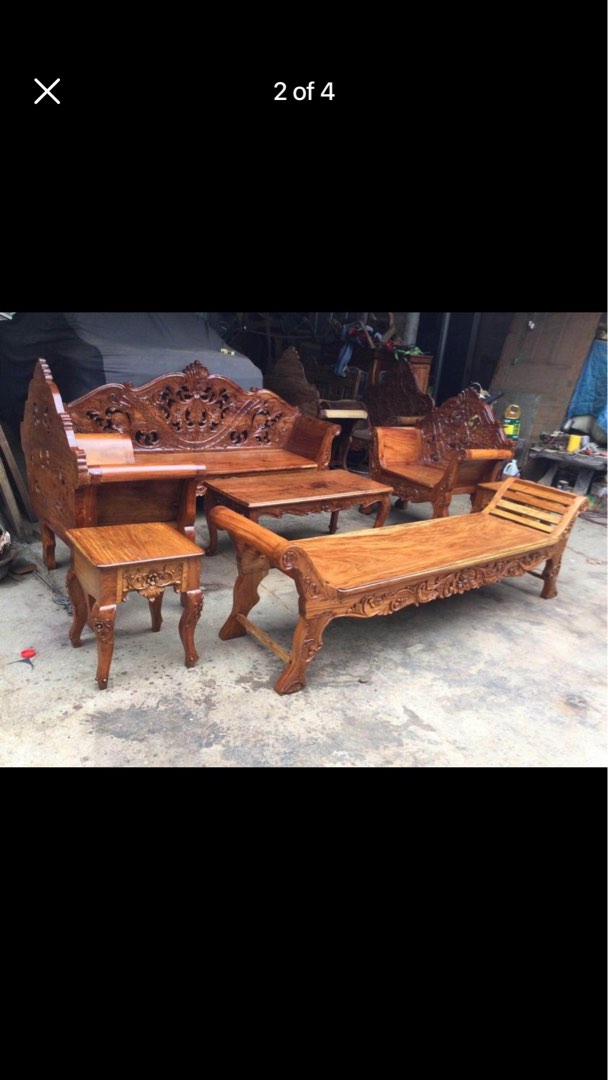 Pure narra sala set, Furniture & Home Living, Furniture, Sofas on Carousell