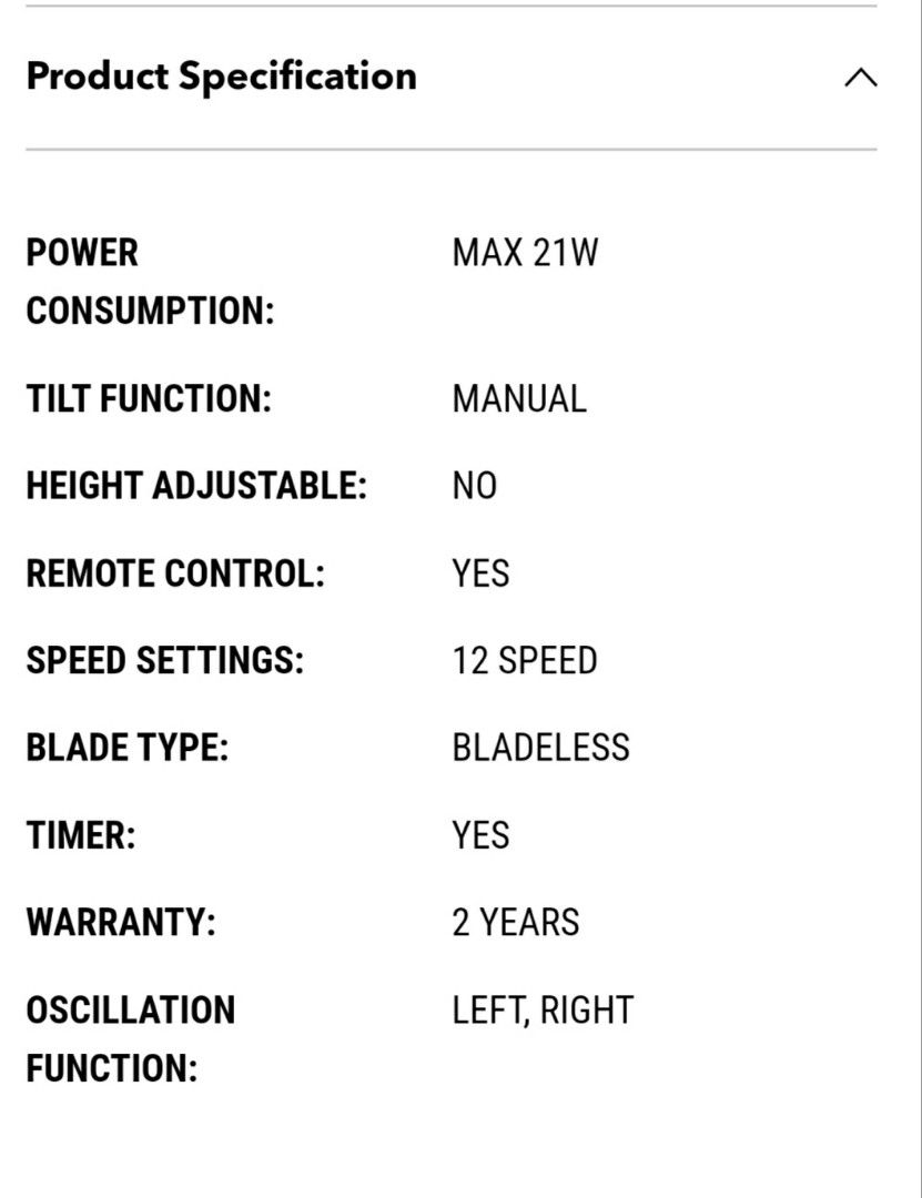 Pureflow QT7 Bladeless Quiet Turbo Fan, Furniture & Home Living ...