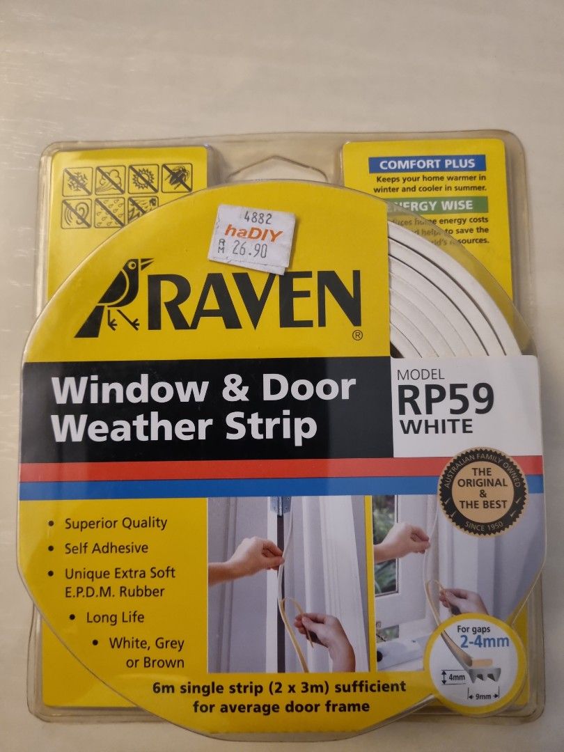 Raven Window and Door Weather Strip, Furniture & Home Living, Home ...