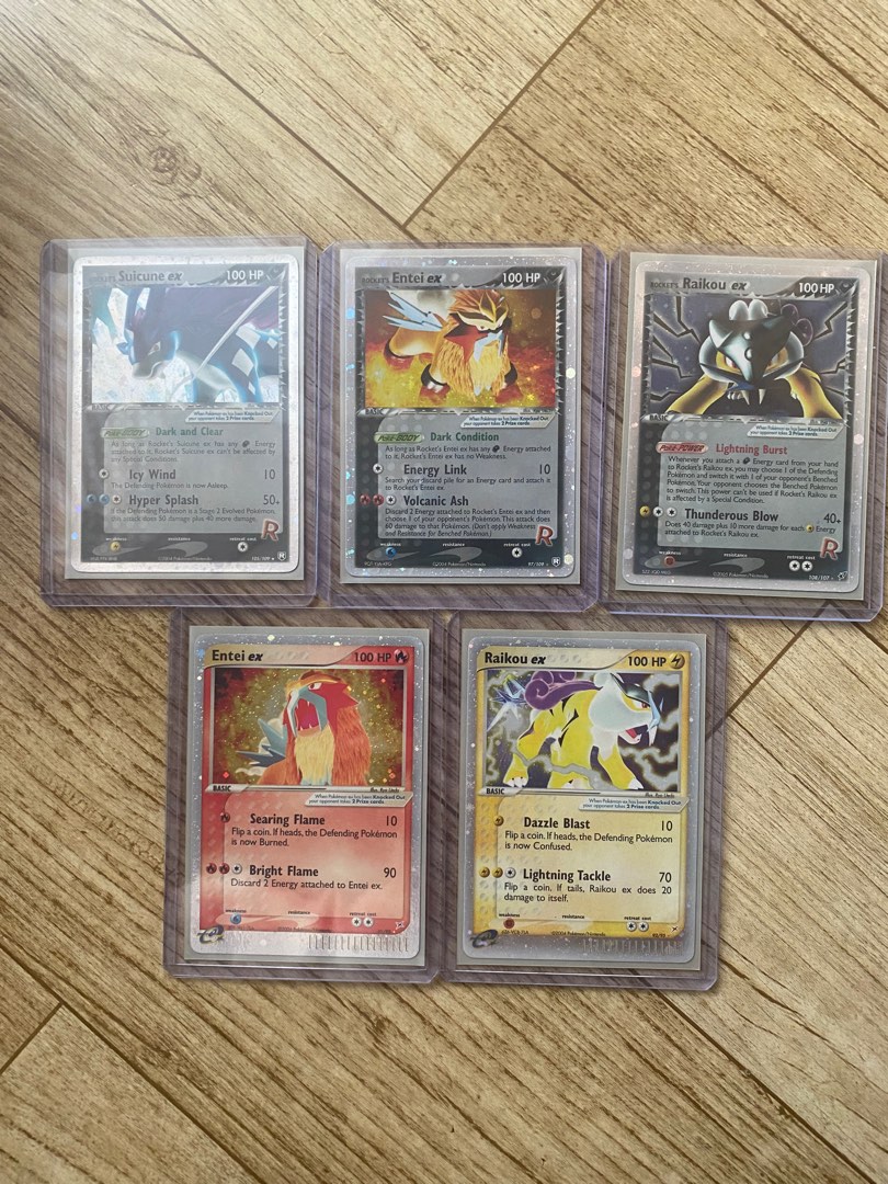 Rocket’s Suicune, Rocket’s Entei, Rocket’s Raikou, Entei EX & Raikou EX ...