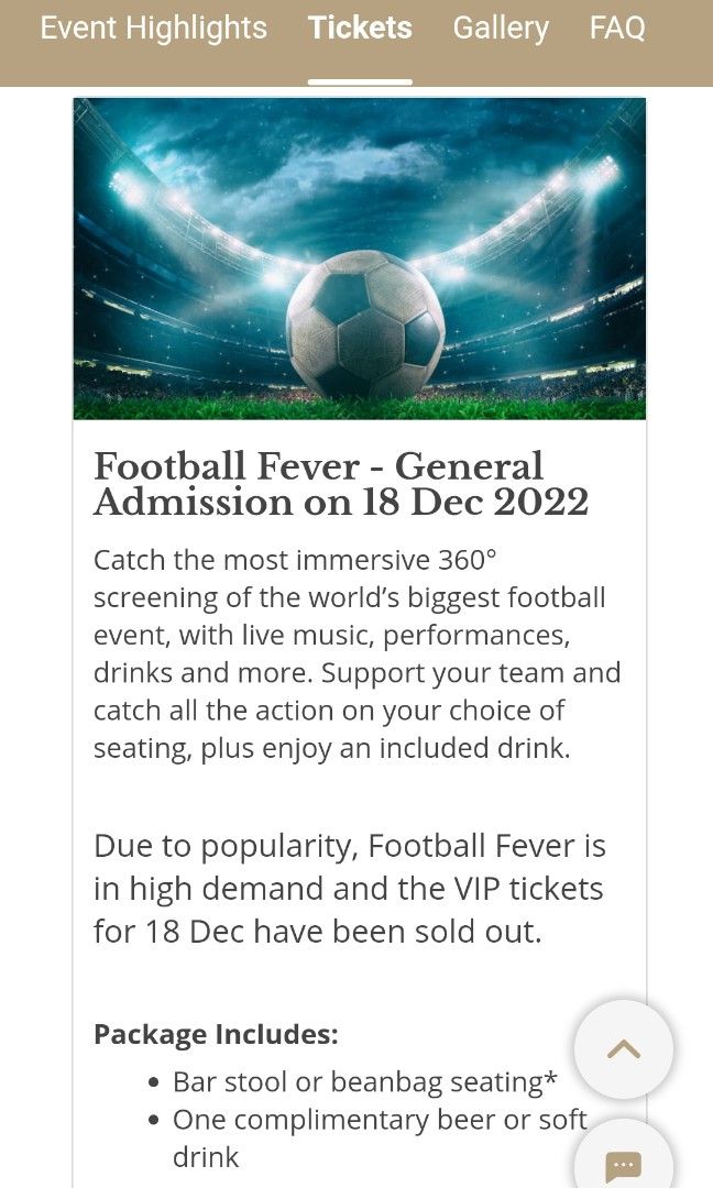 RWS world cup final football fever, Tickets & Vouchers, Event Tickets ...