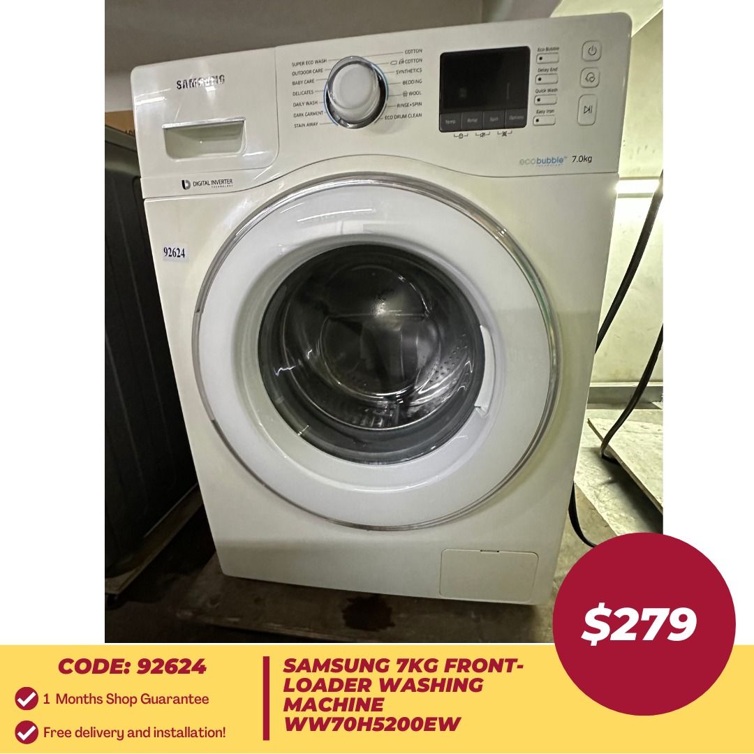 Samsung 7KG Front-Loader Washing Machine WW70H5200EW (92624), TV & Home ...