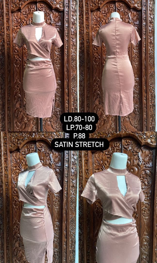 Satin dress cut out, Fesyen Wanita, Pakaian Wanita, Gaun & Rok di Carousell