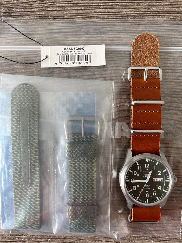 Seiko 5 SNZG09K1 42mm Army Green, Men's Fashion, Watches & Accessories ...